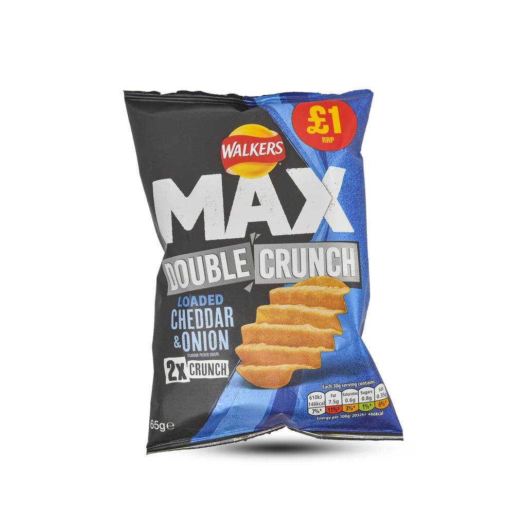 WALKERS MAX DOUBLE CRUNCH CHEDDAR & ONION 65G | WHIM